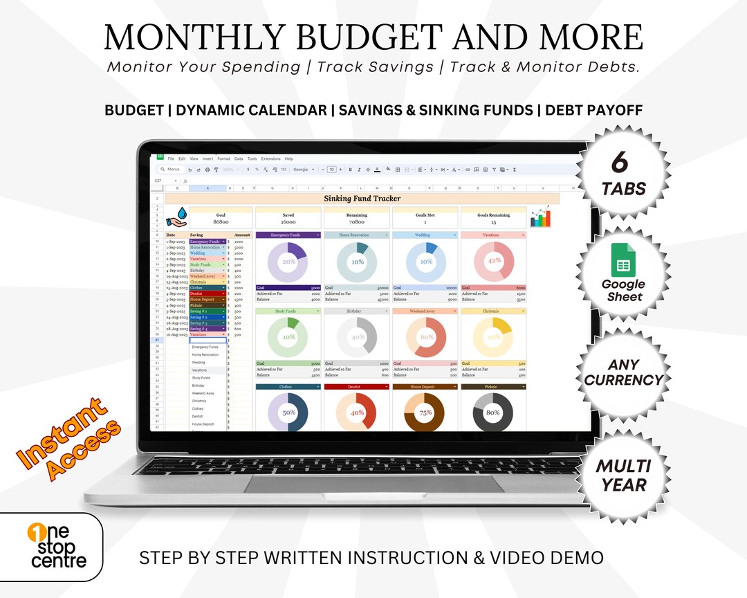 Monthly Budget Tracker Google Sheets Spreadsheet Personal Finance ...