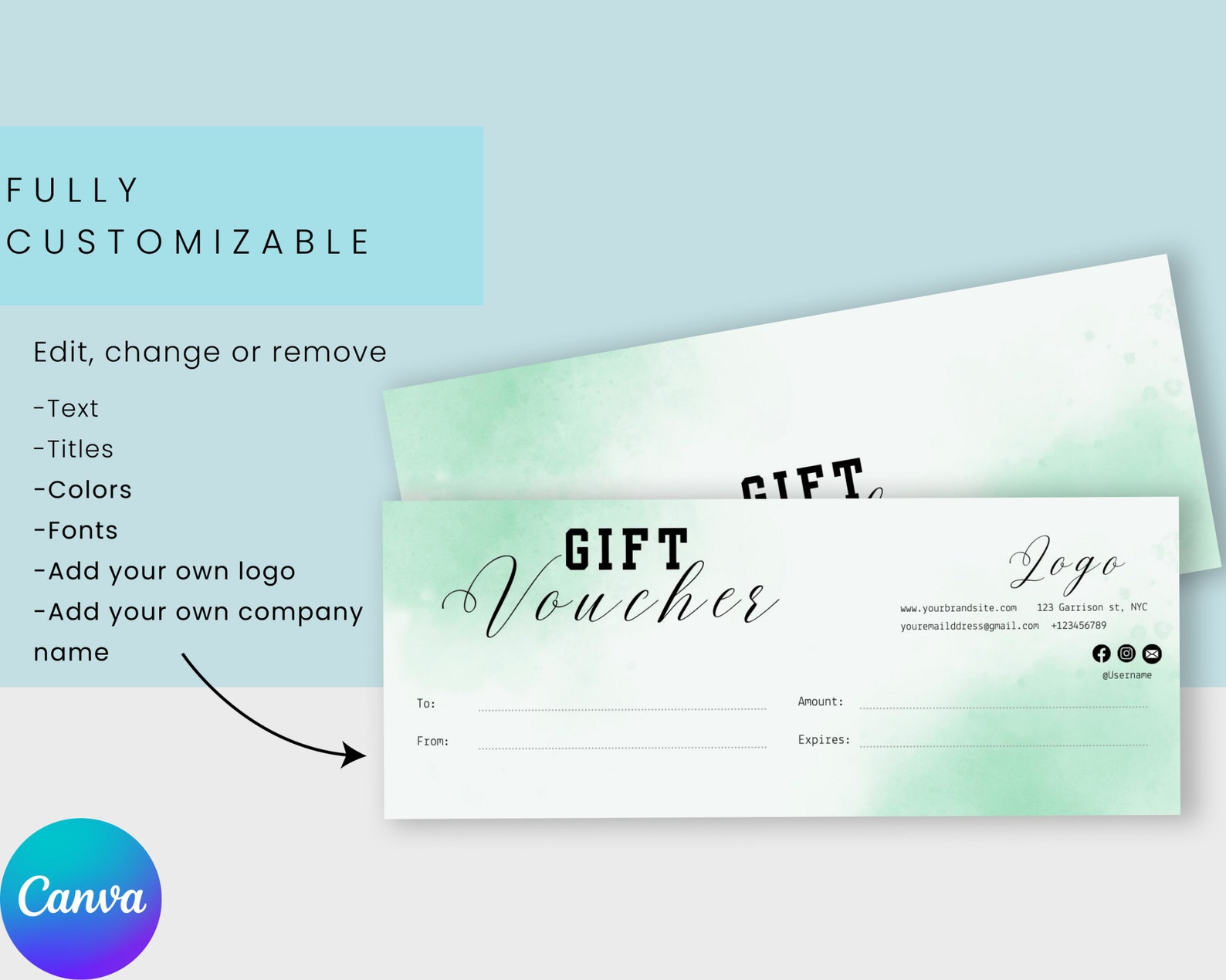 Editable Gift Voucher Template: DIY Coupon Card (canva) - Etsy