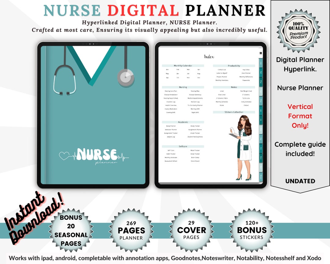 Nursing Digital Planners, Nurse Academic Students, Nursing Medical ...
