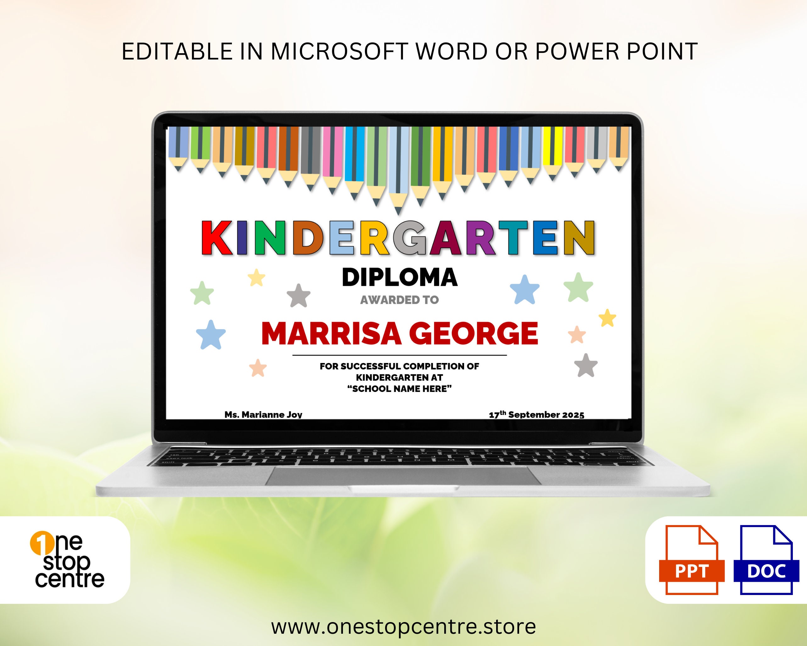 Editable Certificate Kindergarten Diploma Templates - Etsy Australia