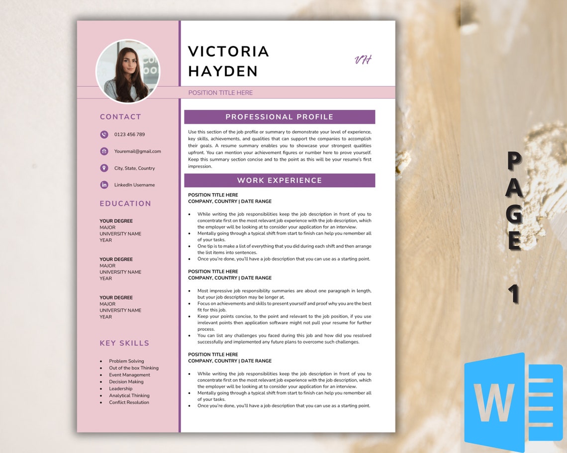 Creative Modern Resume Template CV Template for Word Cover - Etsy