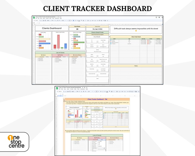 Client Tracker Management Google Spreadsheet Template for Small ...