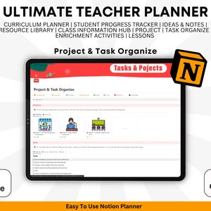Teacher Notion Digital Planner Template, Ultimate Teachers Academic Notion Planners ...