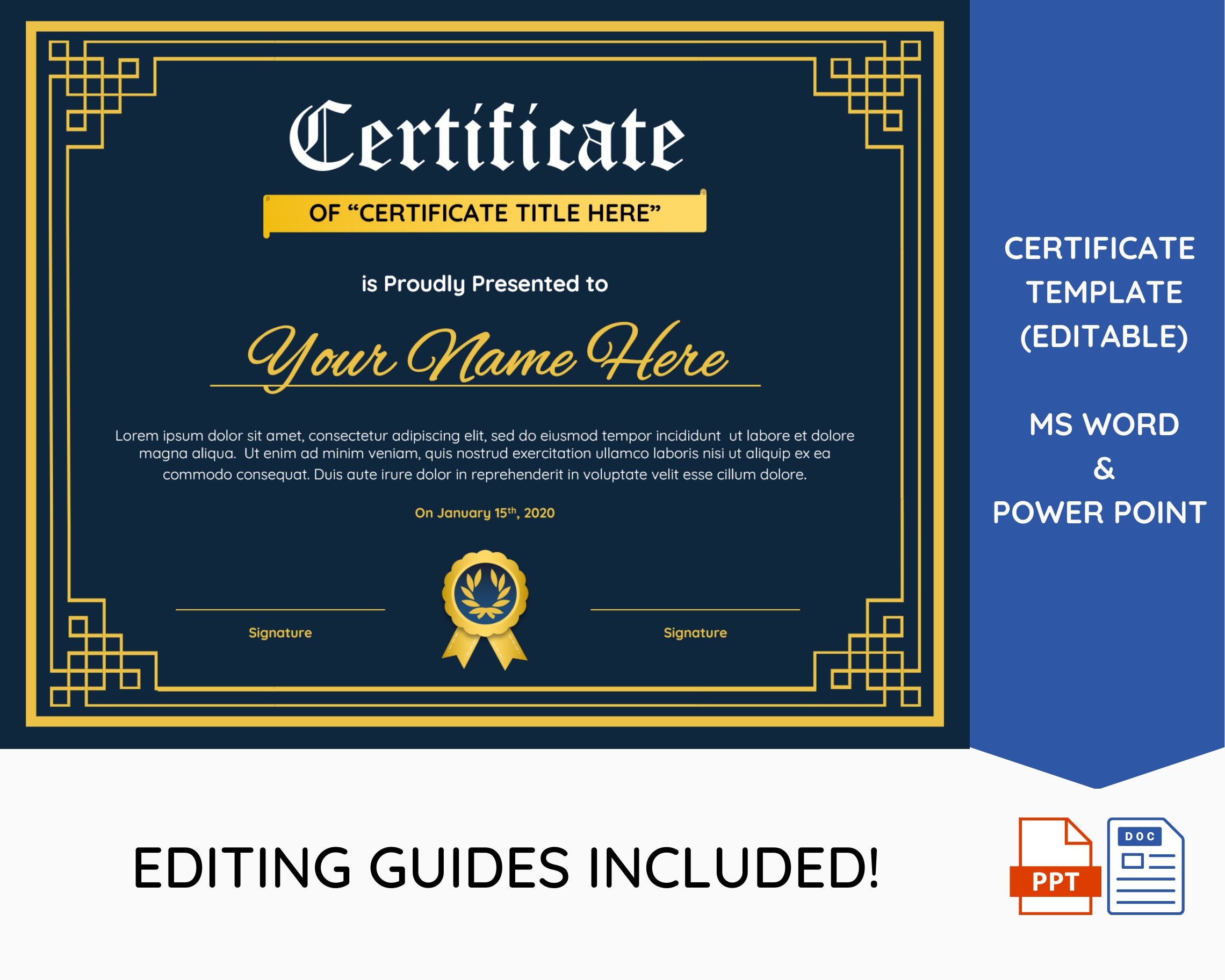 Certificate Template, Editable Certificate Template, Recognition or ...