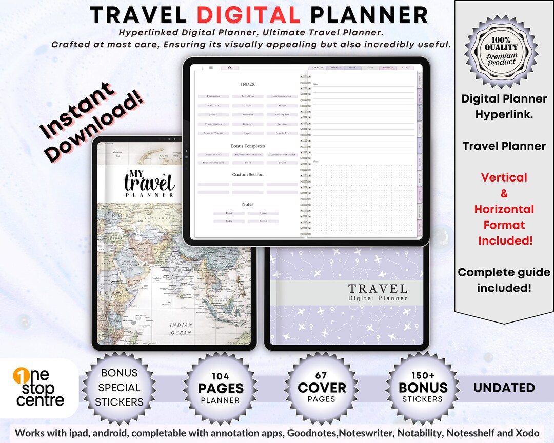 Goodnotes Digital Travel Planner, Travel Itinerary Journal Templates ...