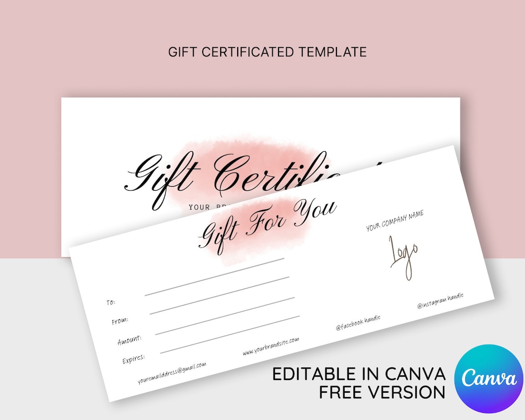 ADD Logo, Gift Certificate Template, Editable Gift Cards, Template ...