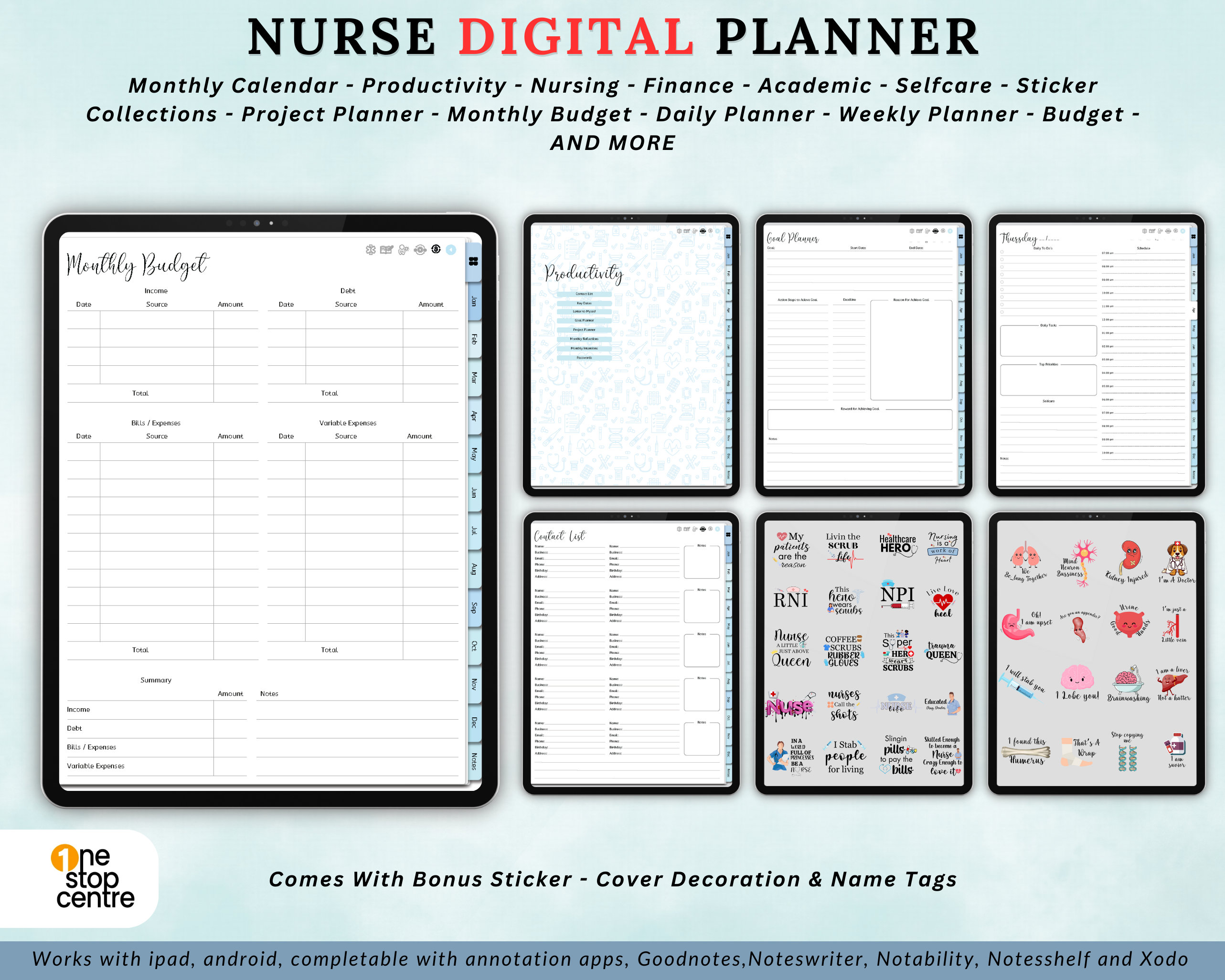 Nursing Student Digital Planner Goodnotes, Academic Planner, Nursing ...