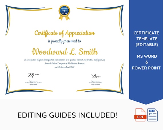 Template For Award Certificate Word