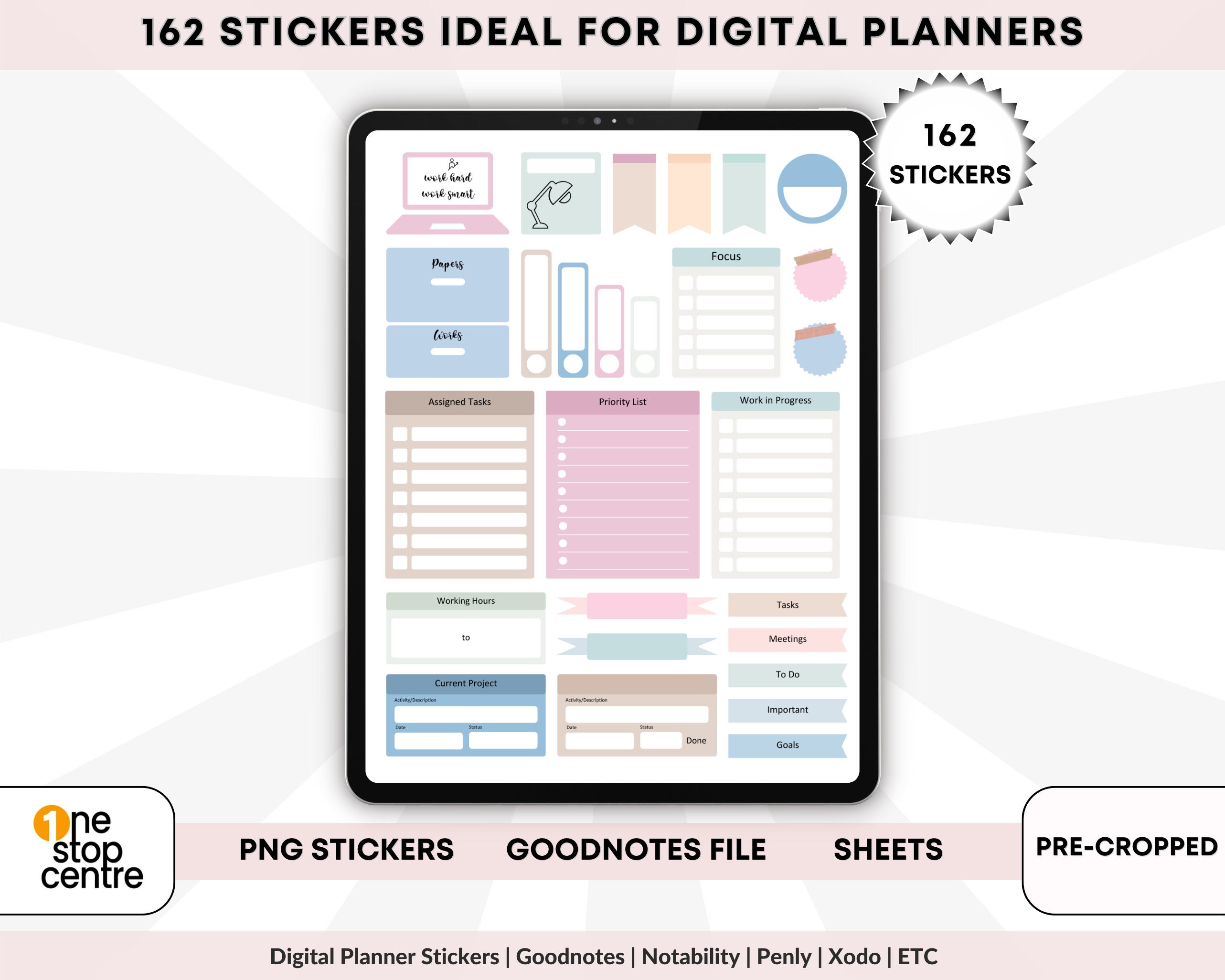 Work and Job Planning Digital Stickers Planner Goodnotes for Daily Task ...