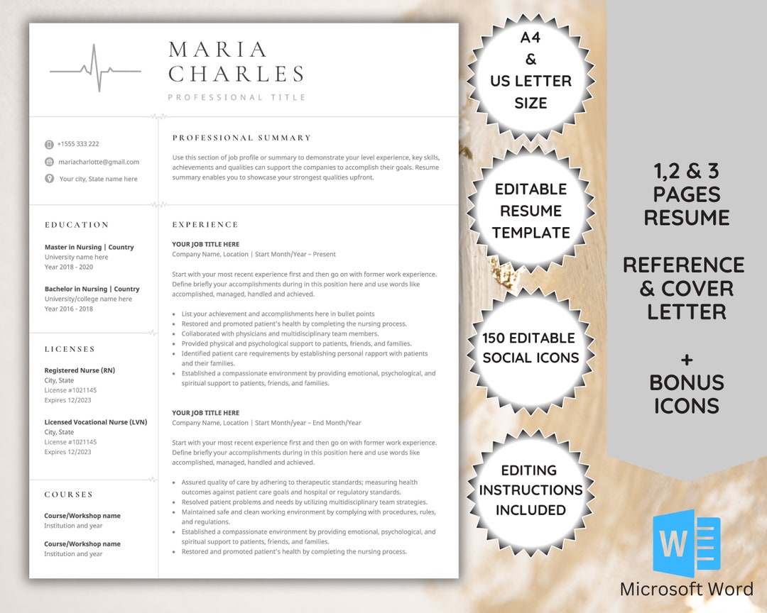 Minimalist Resume Template for Word, CV Templates Clean, Professional ...