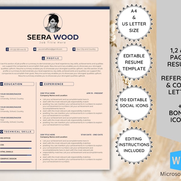 Cv Template for Interview - Etsy