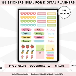 Summer Digital Stickers Planner Goodnotes, Seasonal Summer Digital ...