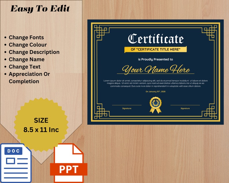 Editable Certificate Template: Elegant Award, Recognition (MS Word ...