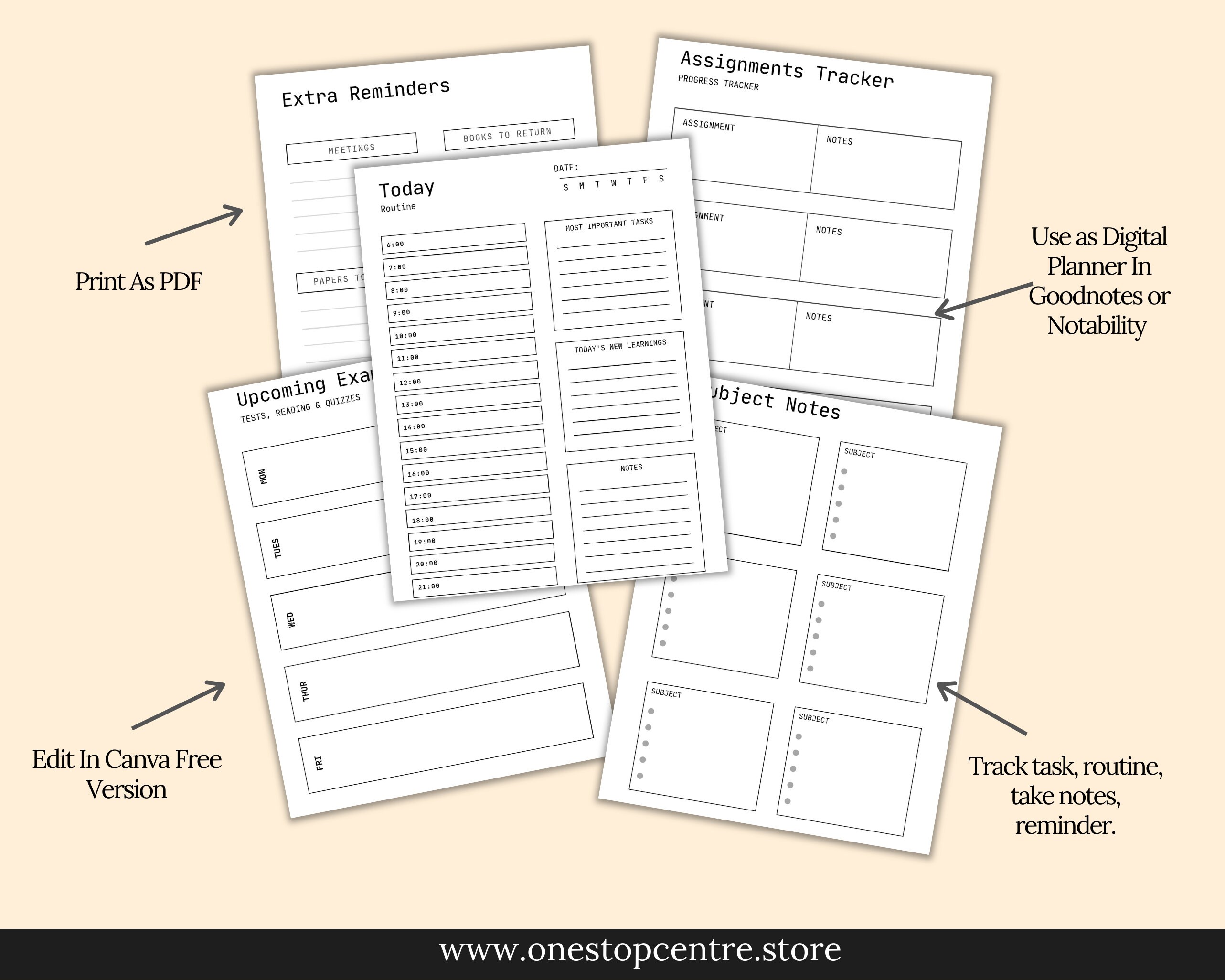 Student Planner Template, Digital Goodnotes Planner, Printable Editable ...