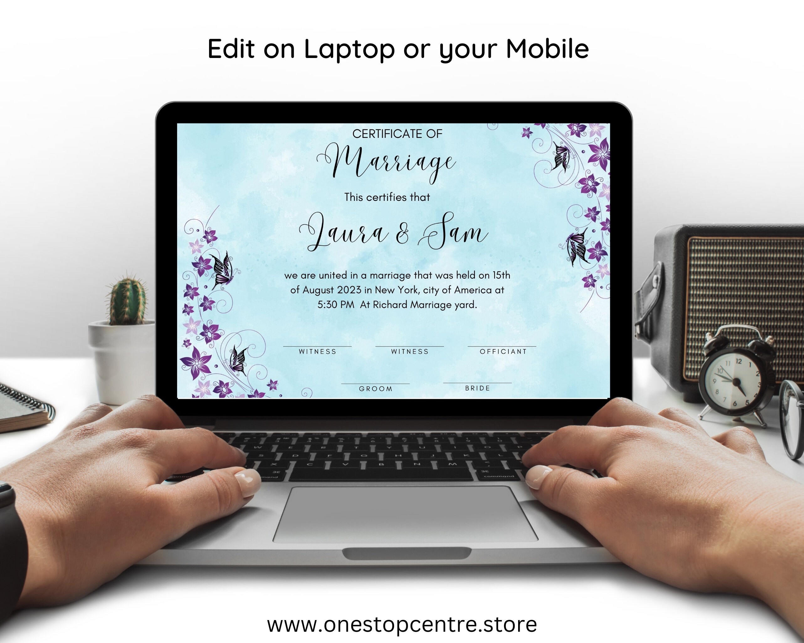 Editable Marriage Certificate Template, Personalize Wedding Memories ...