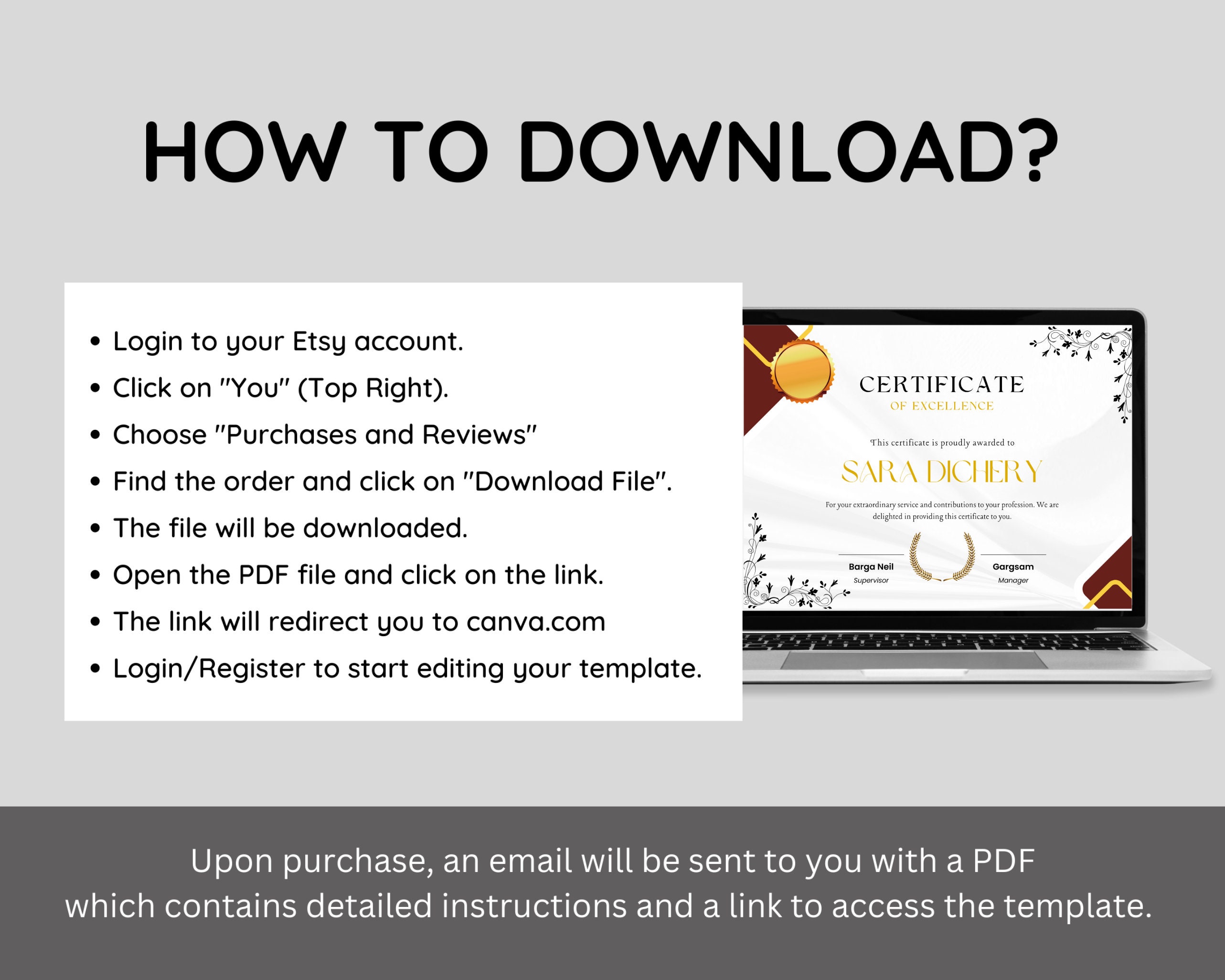 Editable Certificate Template: Canva Award of Excellence (digital ...