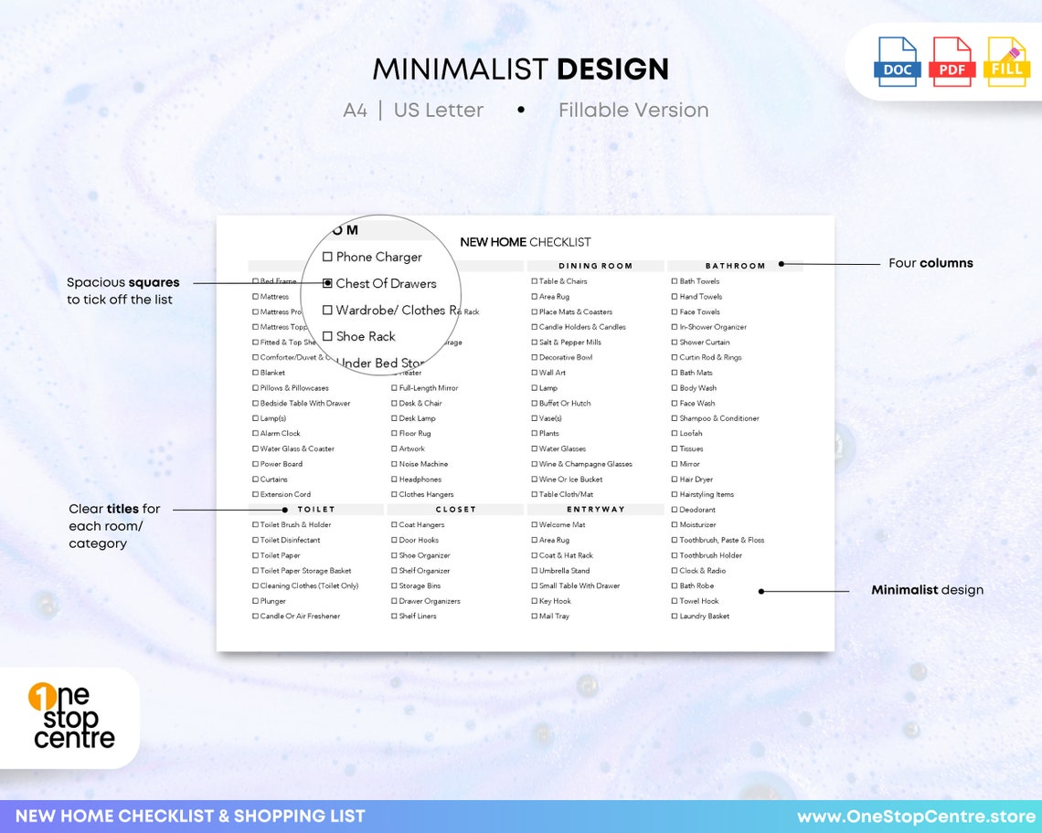 Editable New Home Printable Checklist Template Household - Etsy Australia