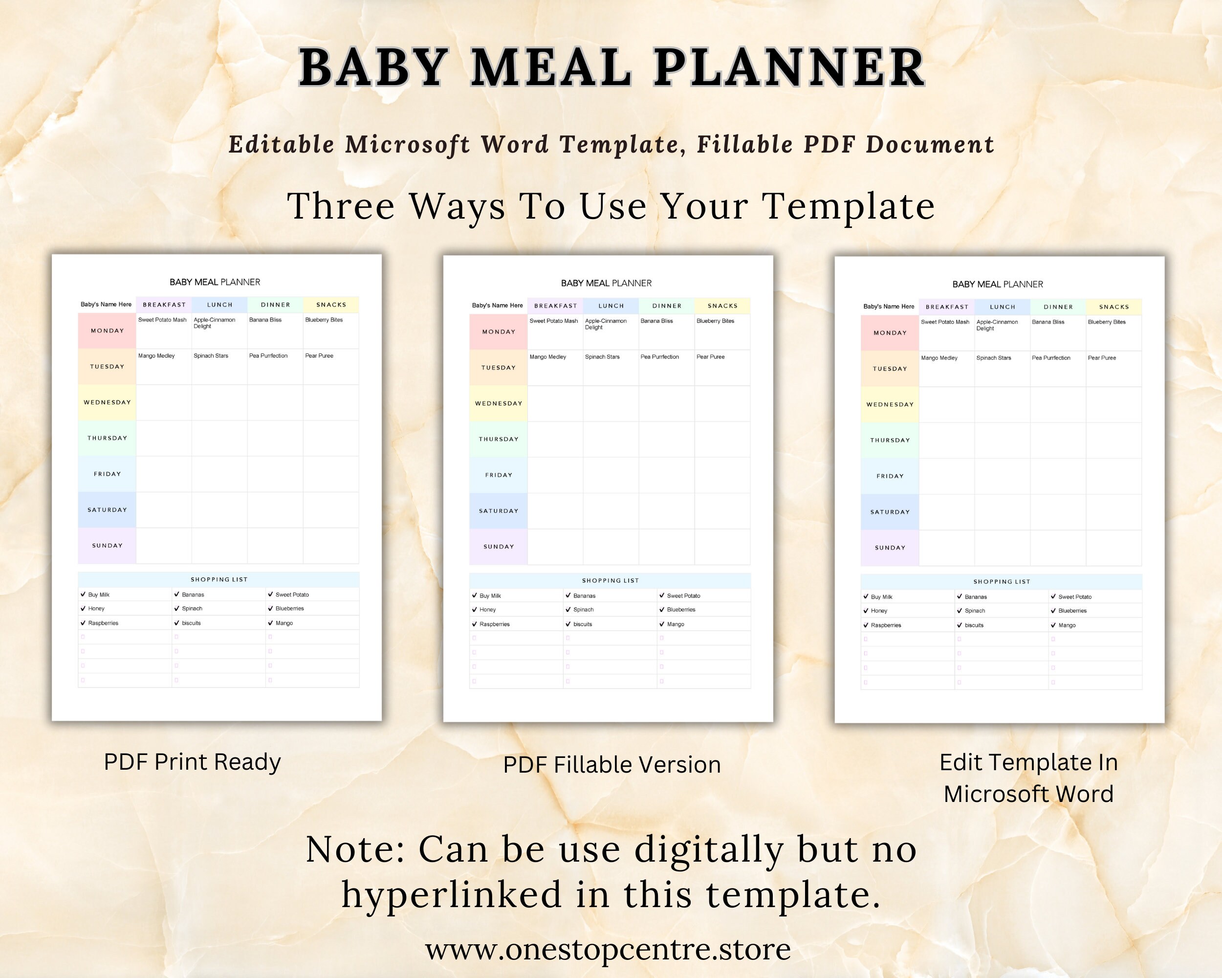Baby Weekly Meal Planner Templates, Editable Baby Daily Template ...
