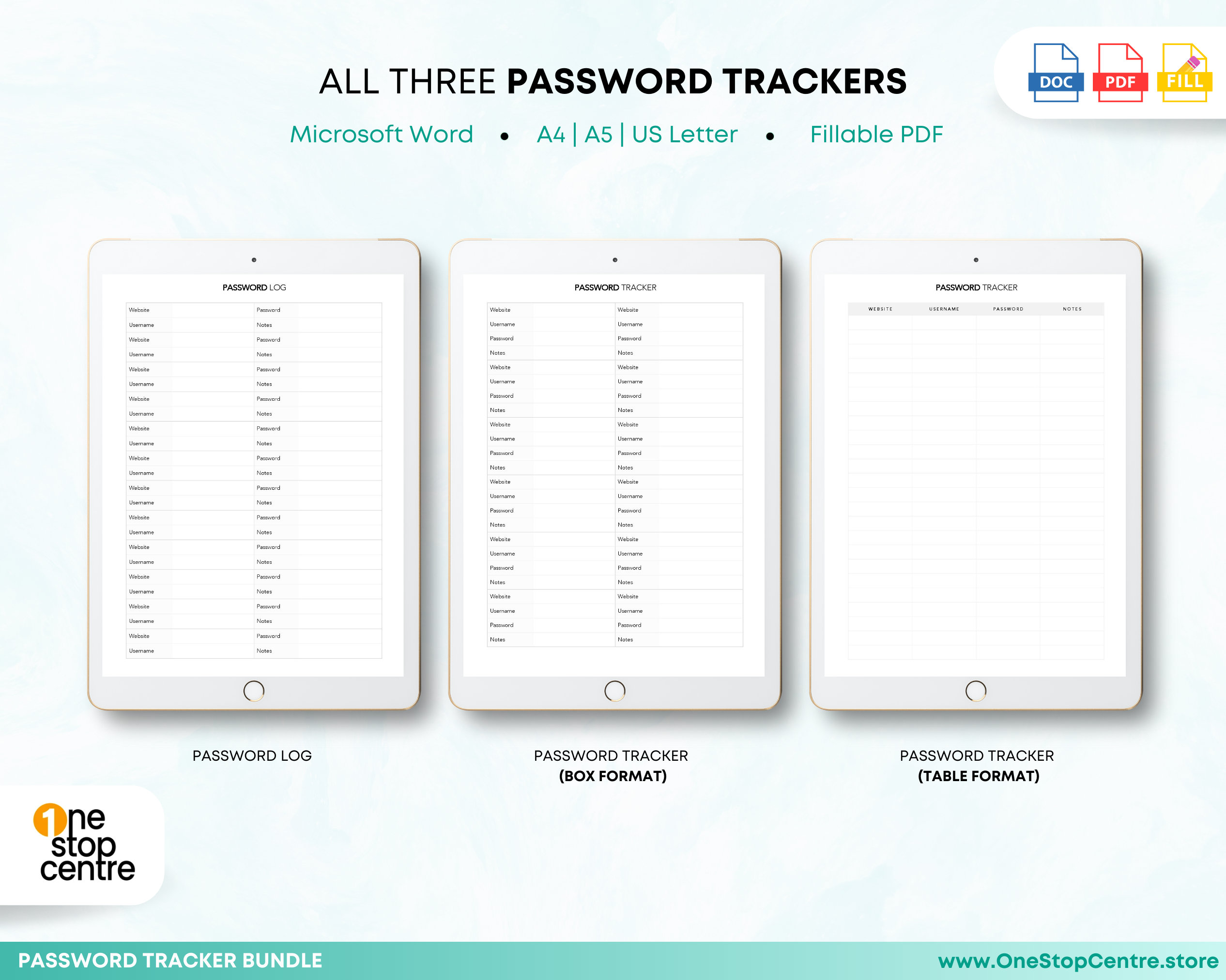 Editable Printable Password Tracker Bundle Template Three Versions, PDF ...