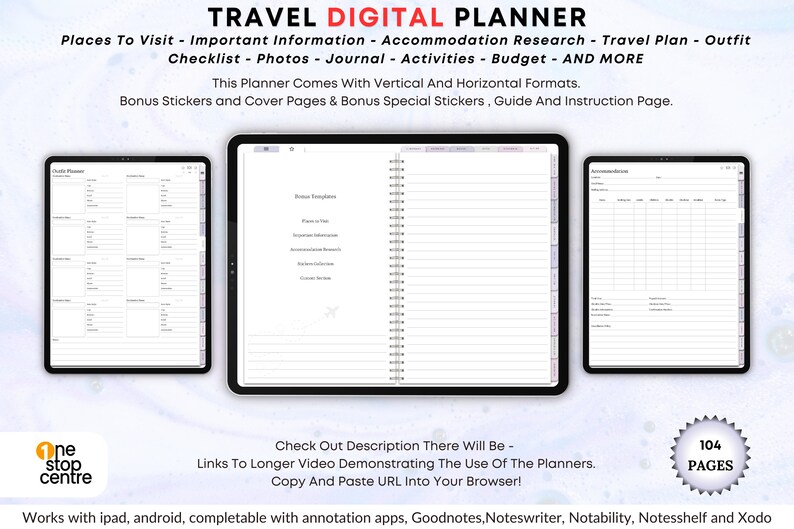Travelling Journal Digital Goodnotes Planner, Digital Travel Itinerary ...