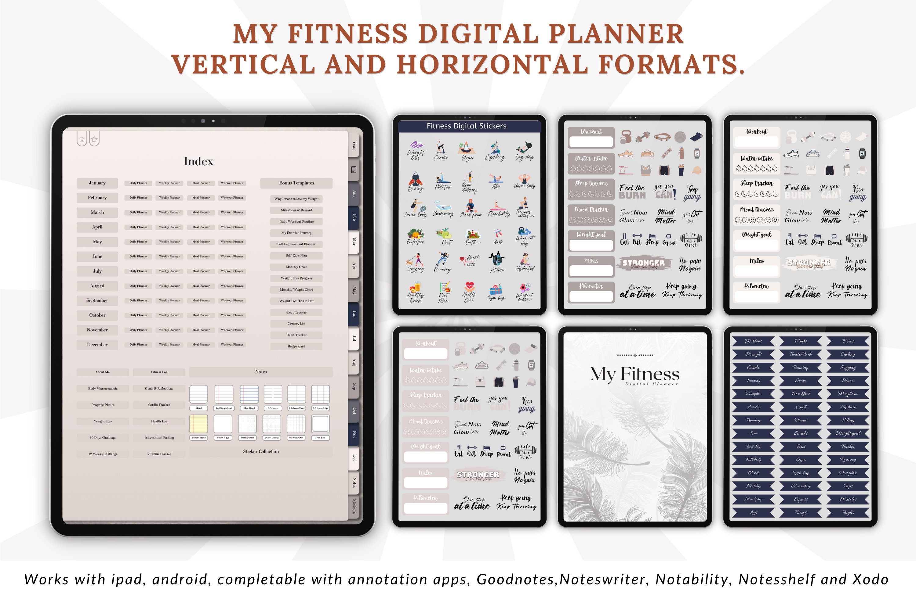 Digital Fitness Planner, Exercise Tracker, Goodnotes Planner, iPad ...