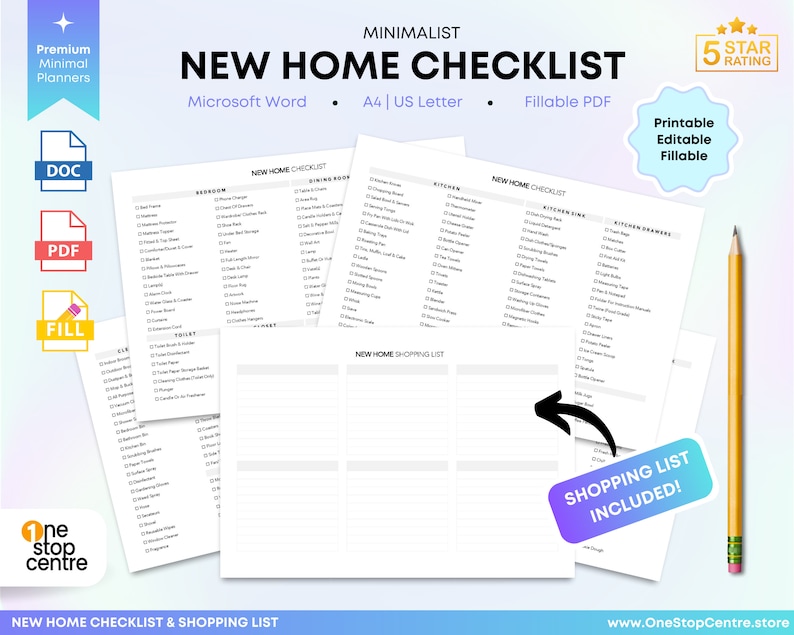 Editable New Home Printable Checklist Template Household - Etsy Australia