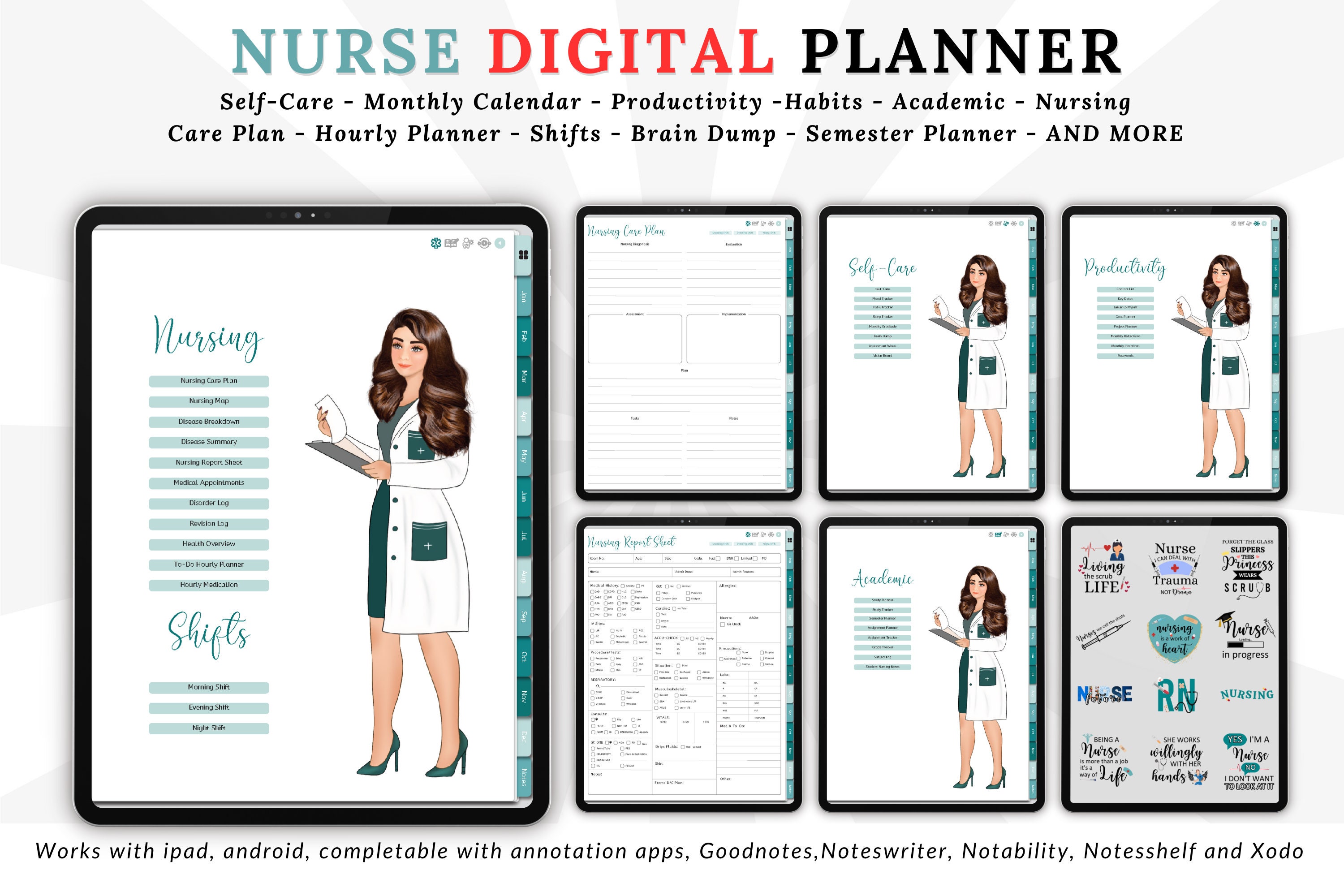 Digital Planner for Nurse, Nursing Academic Students, Nurse Profession ...
