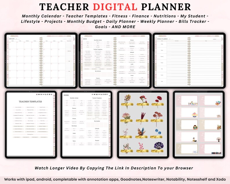 Teacher Digital Planner Goodnotes, Digital Planner Ipad, Teachers ...