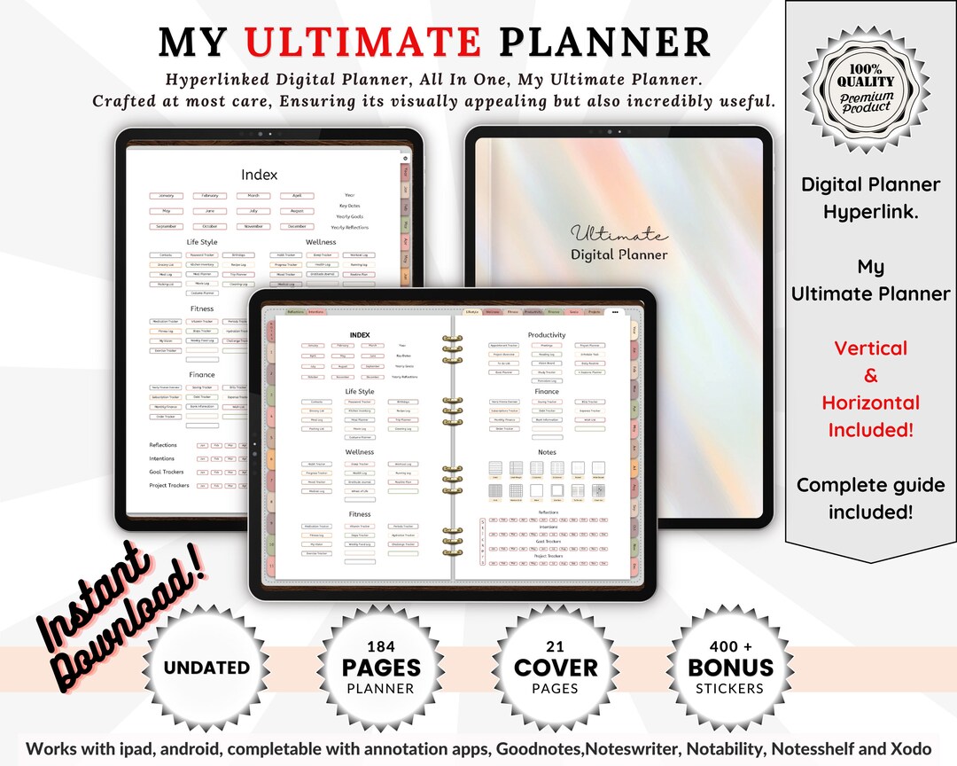 Digital Planner Ultimate Goodnote Template iPad and Notability All in ...