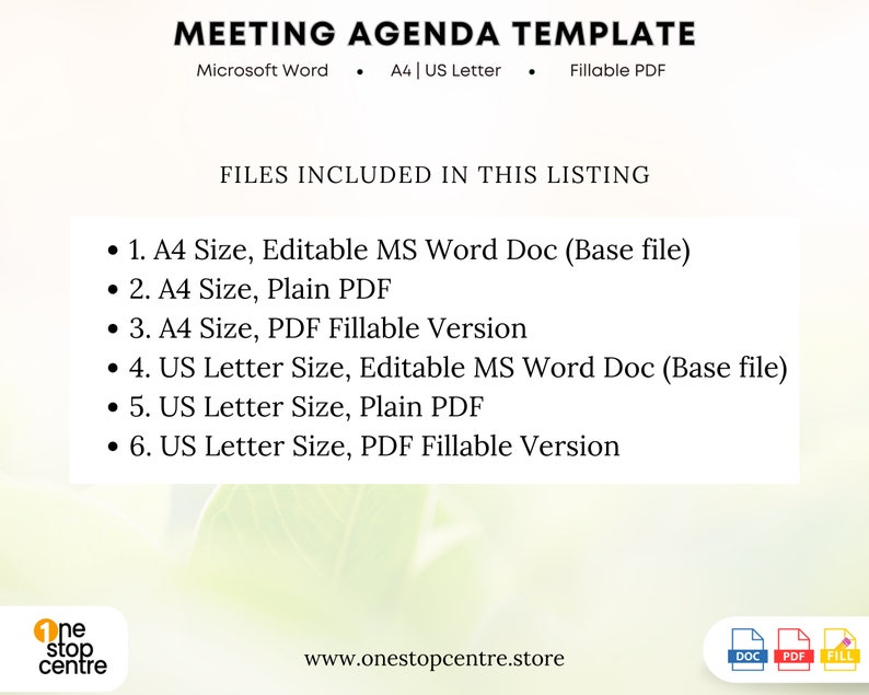 Editable Work Meeting Notes Agenda Templates, Printable Meeting ...
