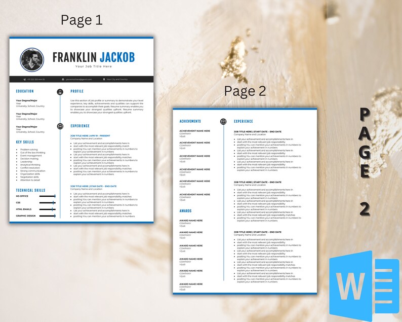Minimalist Resume Template With Photo, Professional Resume Template ...