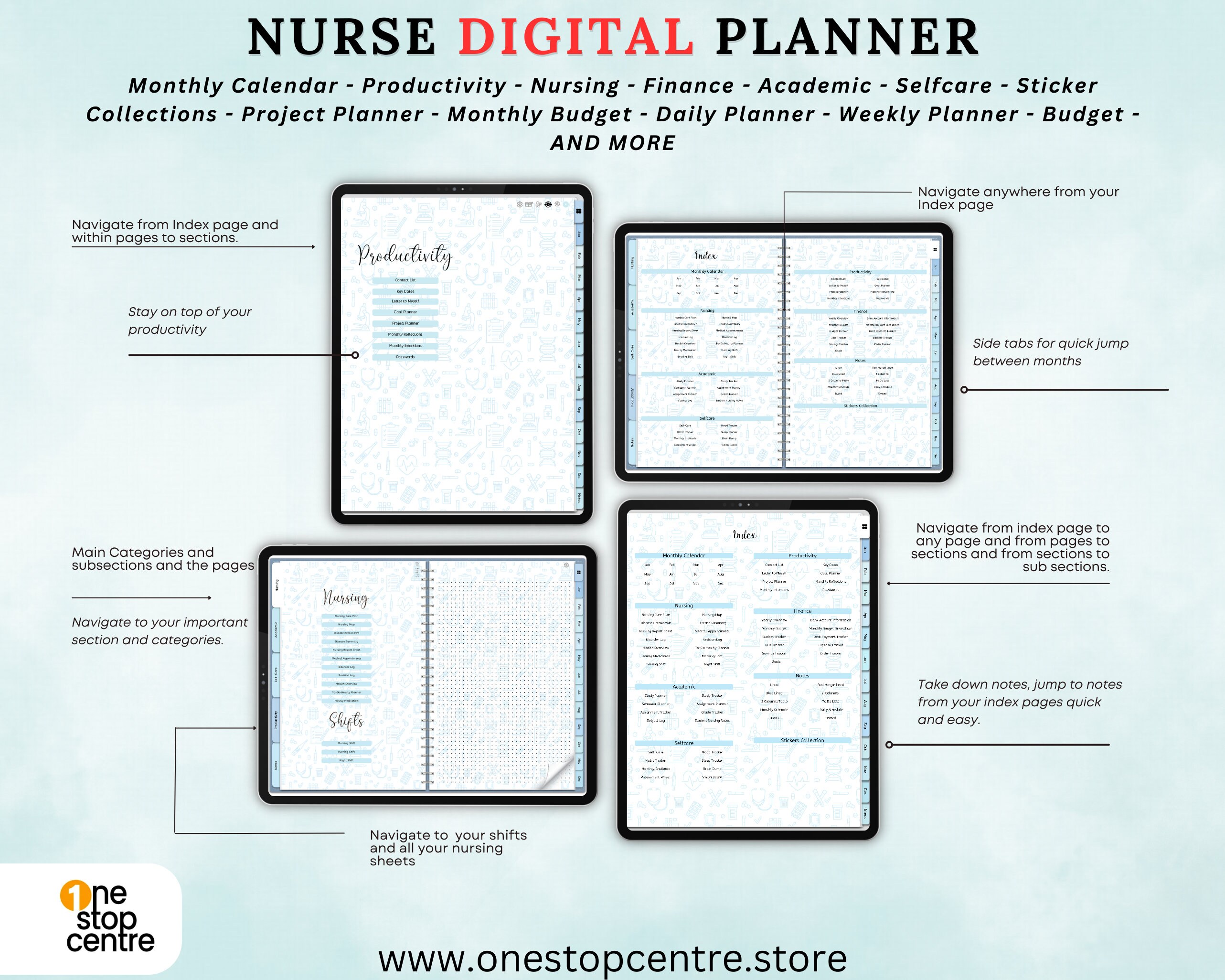 Nursing Student Digital Planner Goodnotes, Academic Planner, Nursing ...