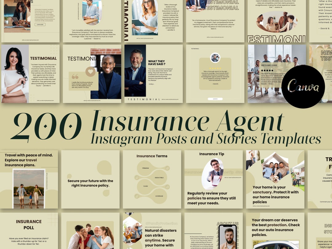 Insurance Agent Social Media Templates: 200 Posts & Stories (canva) - Etsy