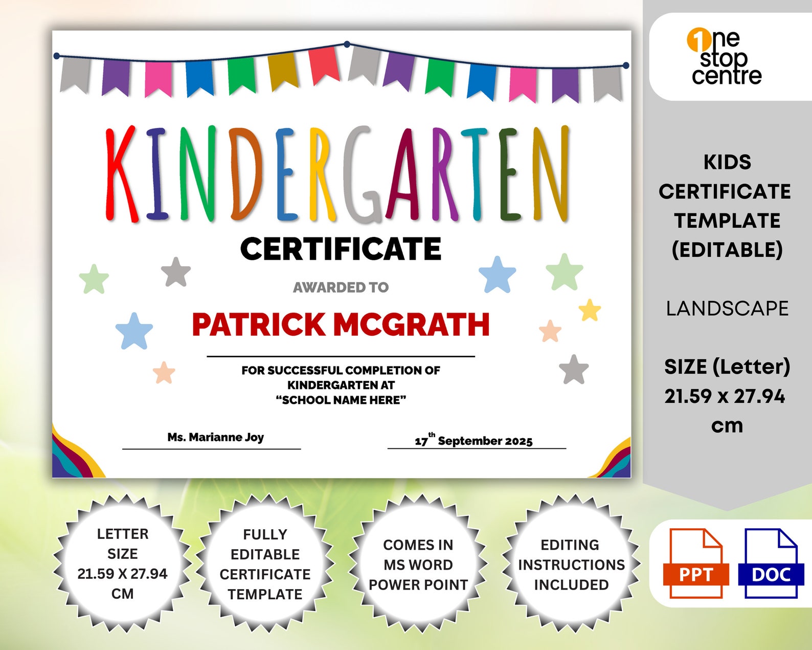 Editable Kindergarten Certificate Templates, Kindergarten Graduation ...