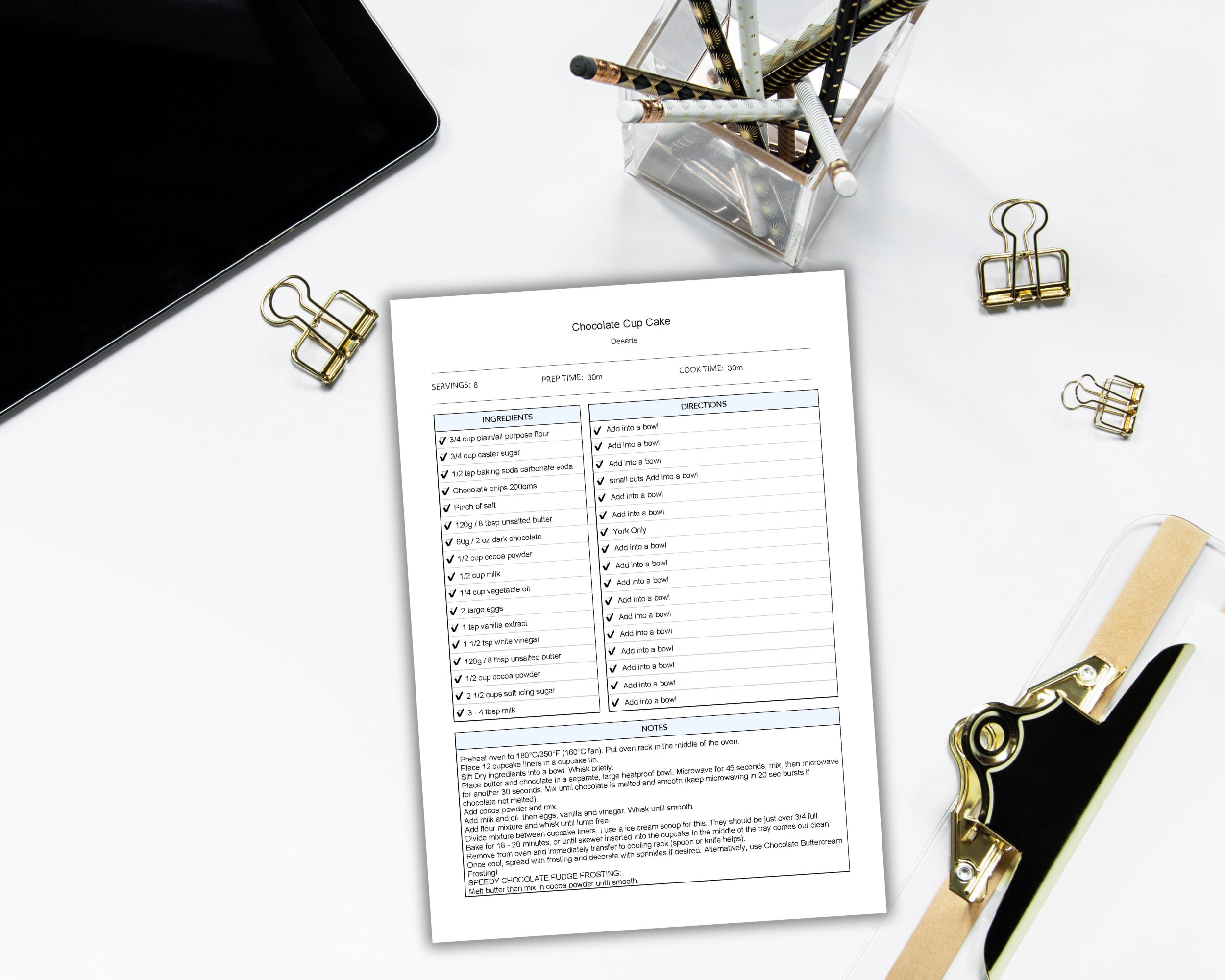 Editable Recipe Sheet Template, Printable Recipe Templates, Minimalist ...
