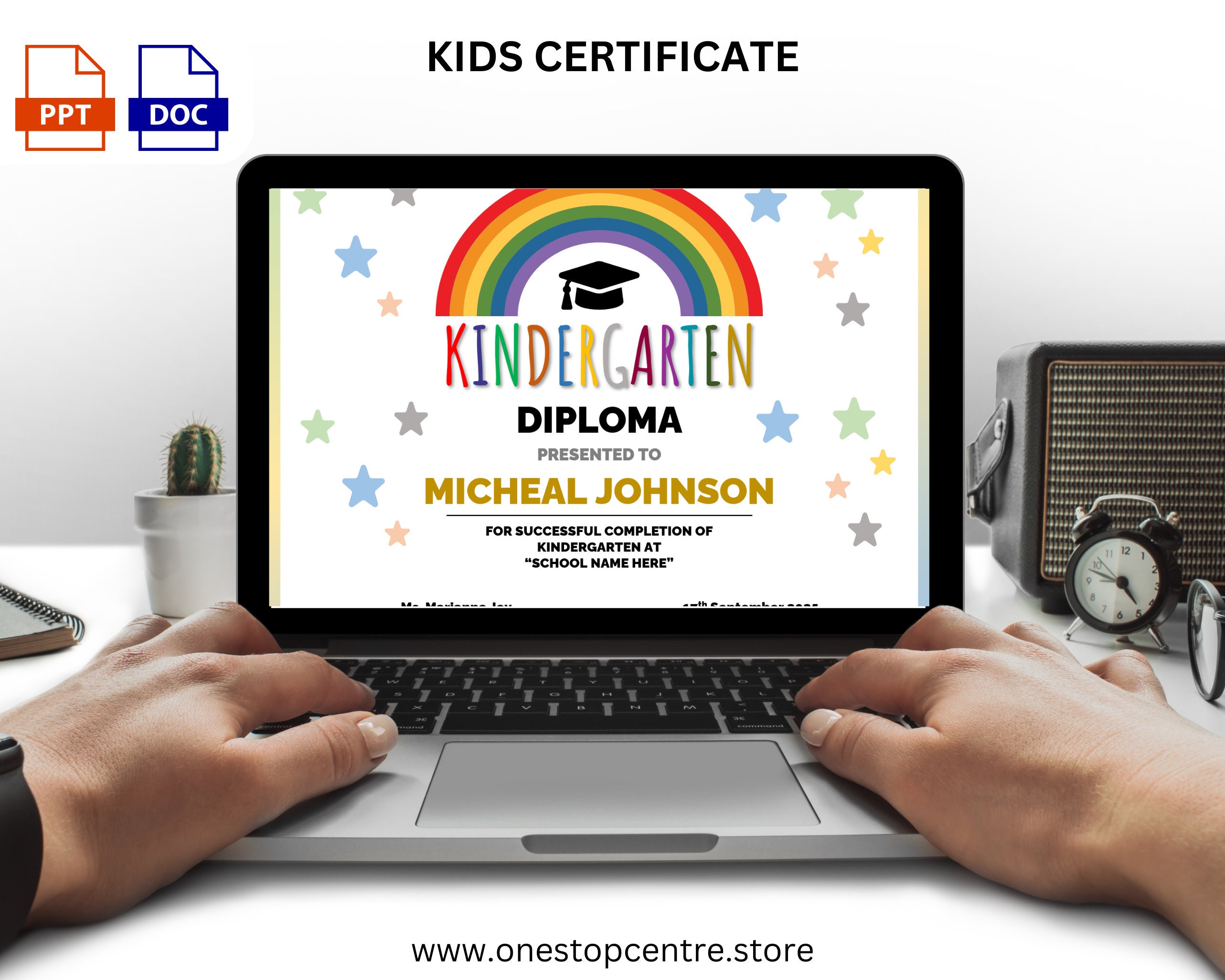 Kindergarten Rainbow Star Editable Certificate Template - Etsy