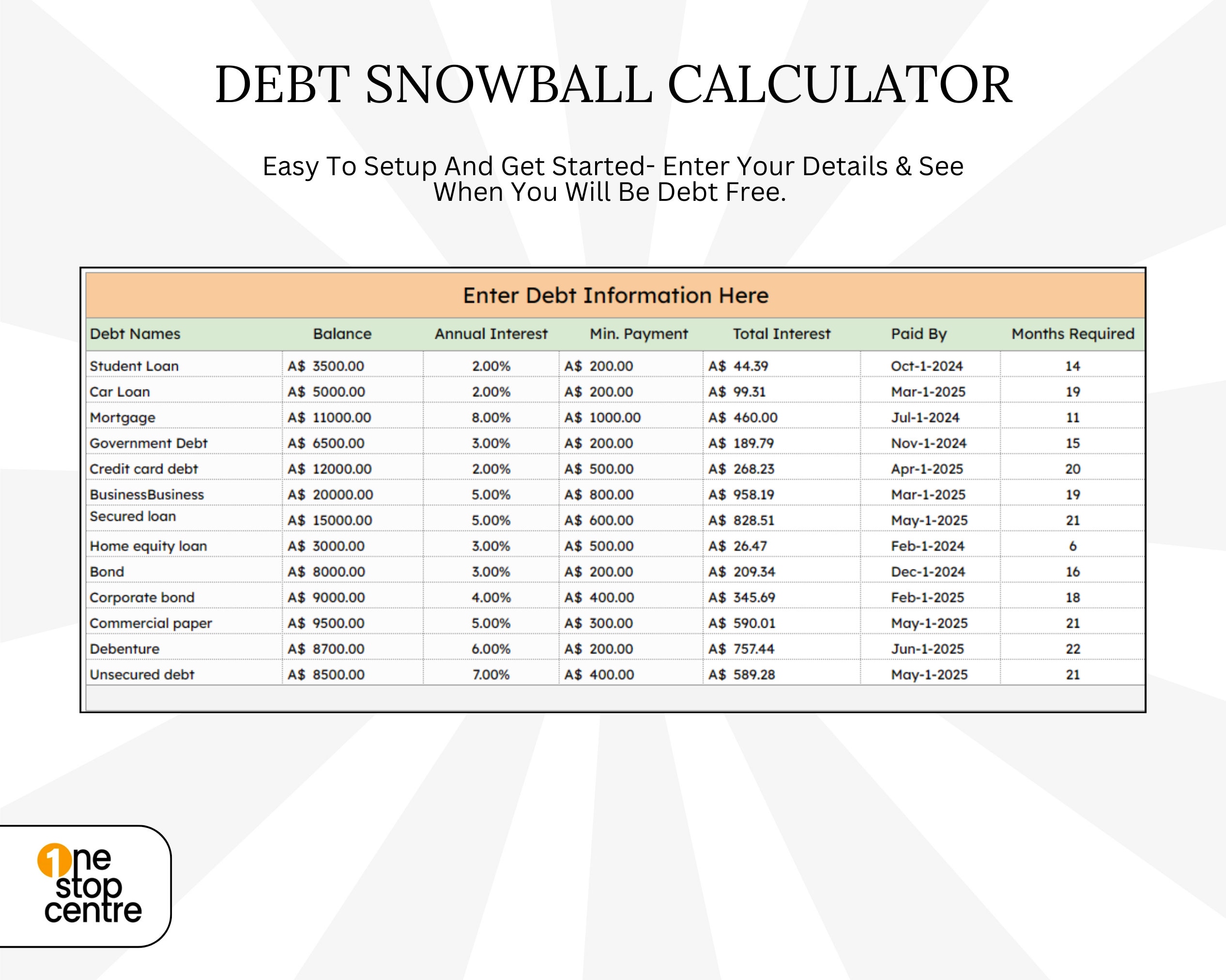 Debt Snowball Calculator Tracker Google Spreadsheet Template, Debt ...