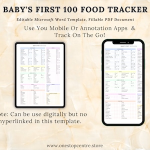 Editable Babys First Food Tracker Template, Child Food Allergies Likes ...