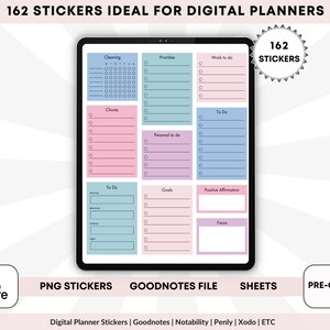 Trackers Digital Planner Stickers, Productivity Goodnotes Stickers ...