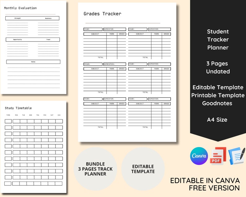 Student School Planning Template Planner, Digital Goodnotes, Printable ...