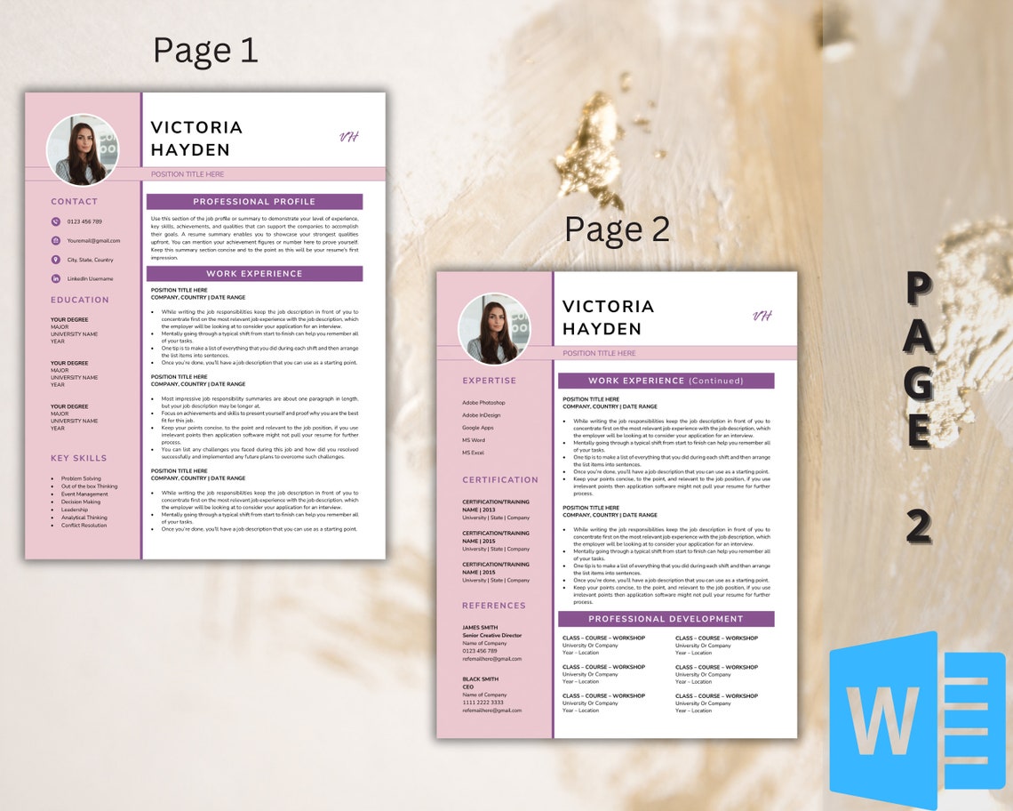 Creative Modern Resume Template CV Template for Word Cover - Etsy