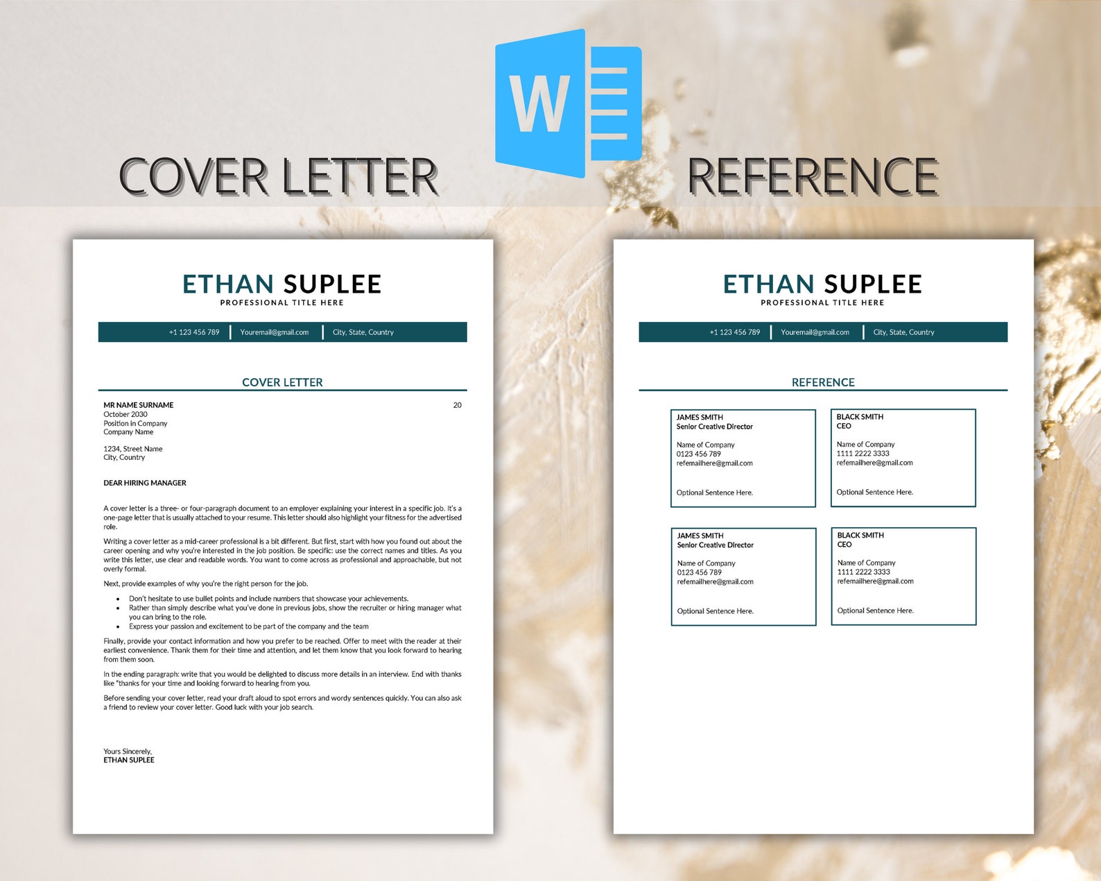 CV Template for Word, Curriculum Vitae, Professional Resume ATS ...