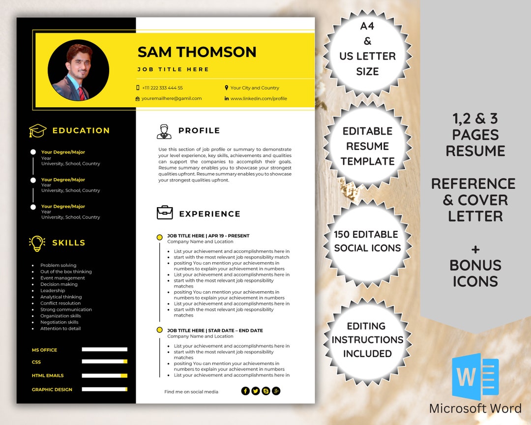 Modèles de CV avec photo pour Word, CV créatif, Modèles de lettre de ...