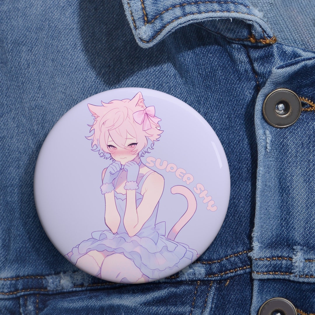 Pastel Cat Boy - Super Shy - Cute Aesthetic Femboy Pin - Etsy