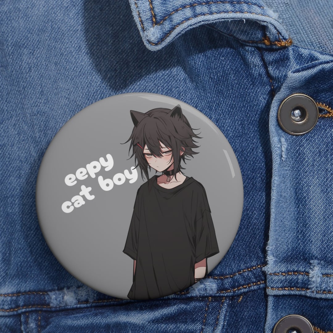 Sleepy Cat Boy - Cute Aesthetic Cat Boy Pin - Etsy