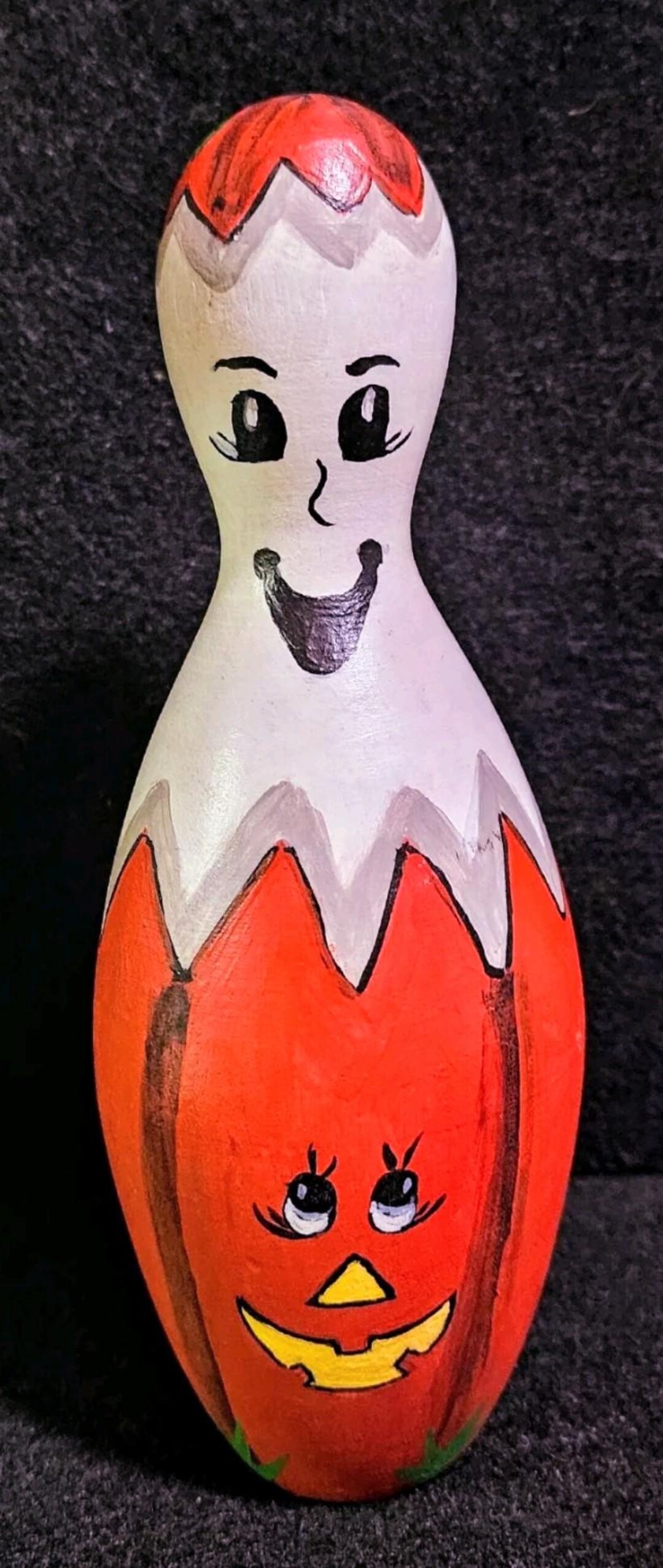 Jack O' Lantern and Ghost- Handpainted and Initialed Mini Bowling Pin ...