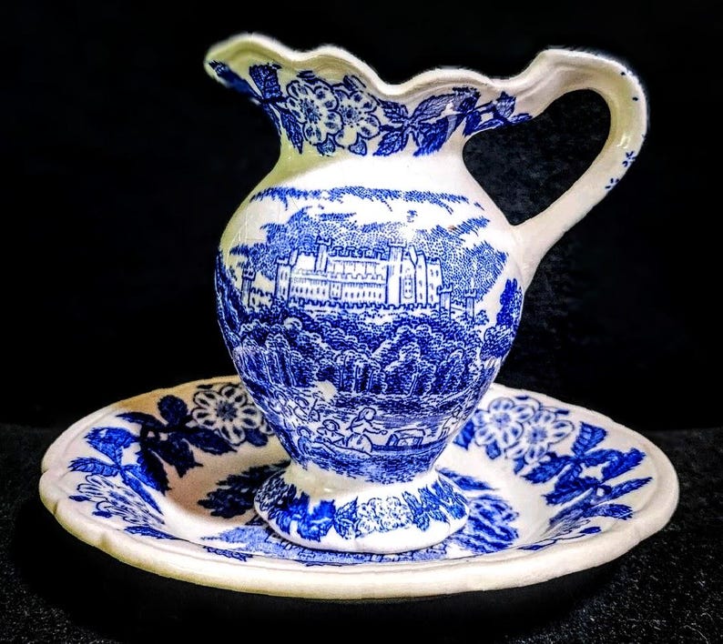 Vintage- MG Japan- Miniature Pitcher and Wash Basin - Etsy