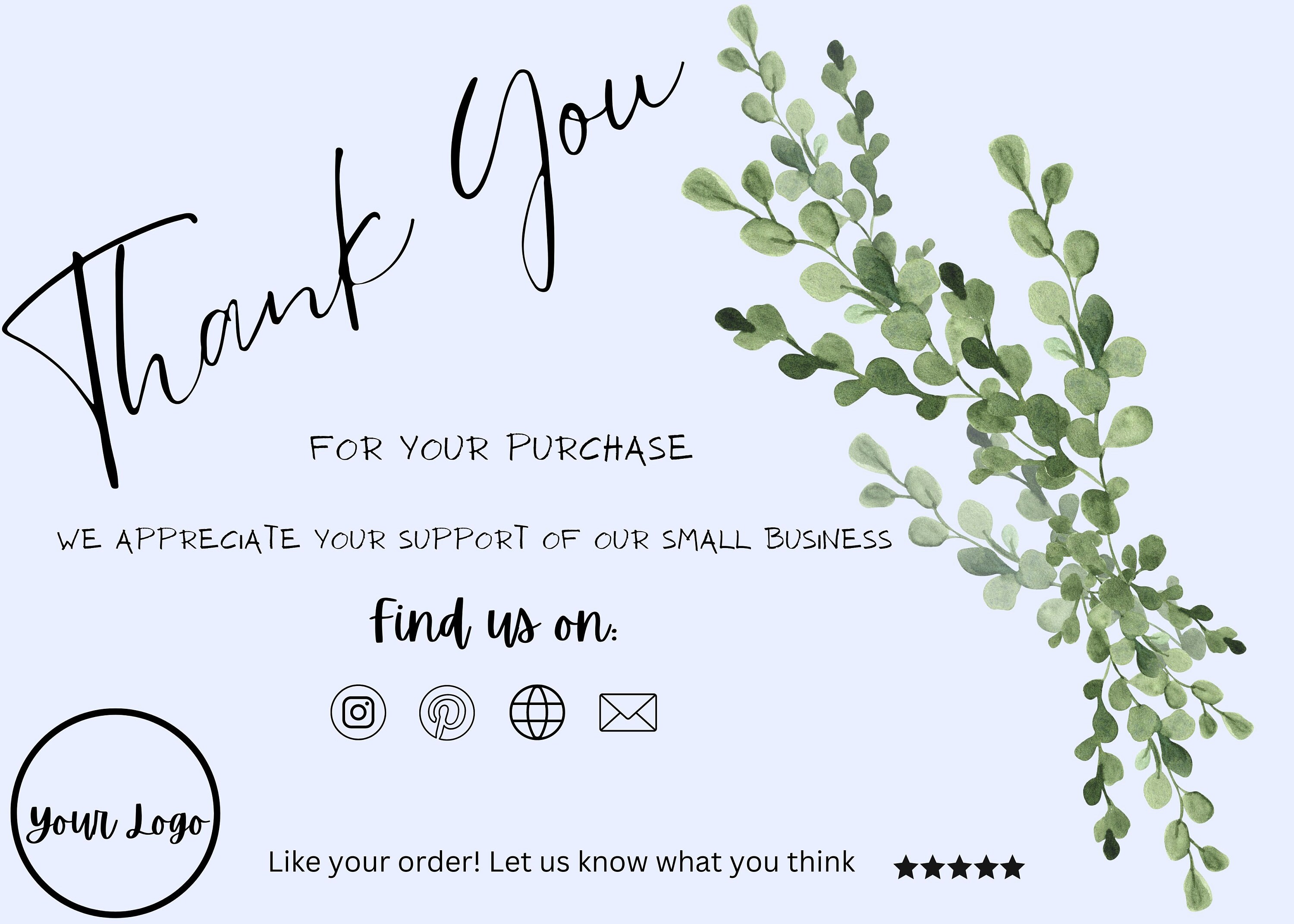 Thank You Card, Editable Thank You Card Template, Printable Thank You ...