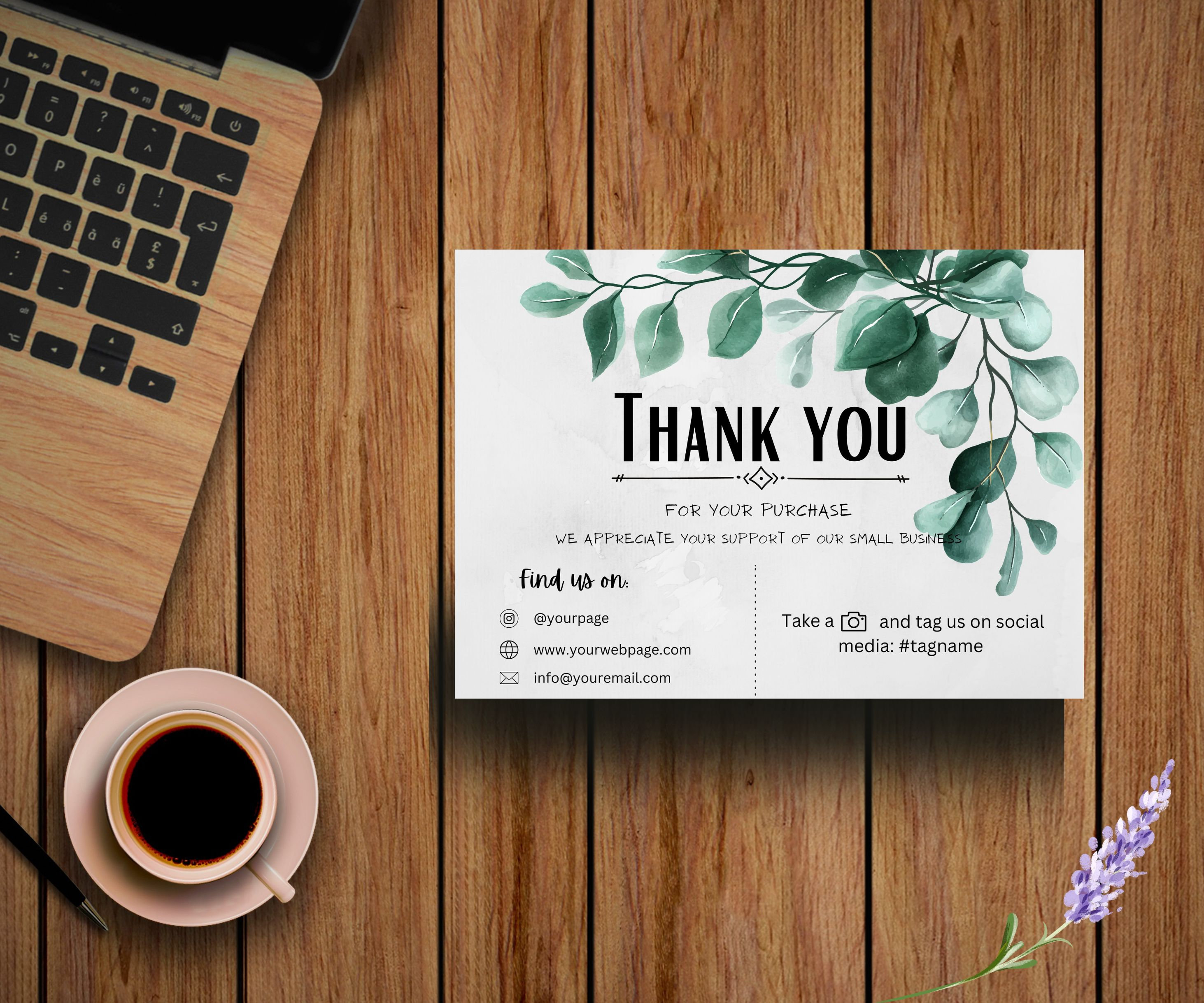 Thank You Card, Editable Thank You Card Template, Printable Thank You ...