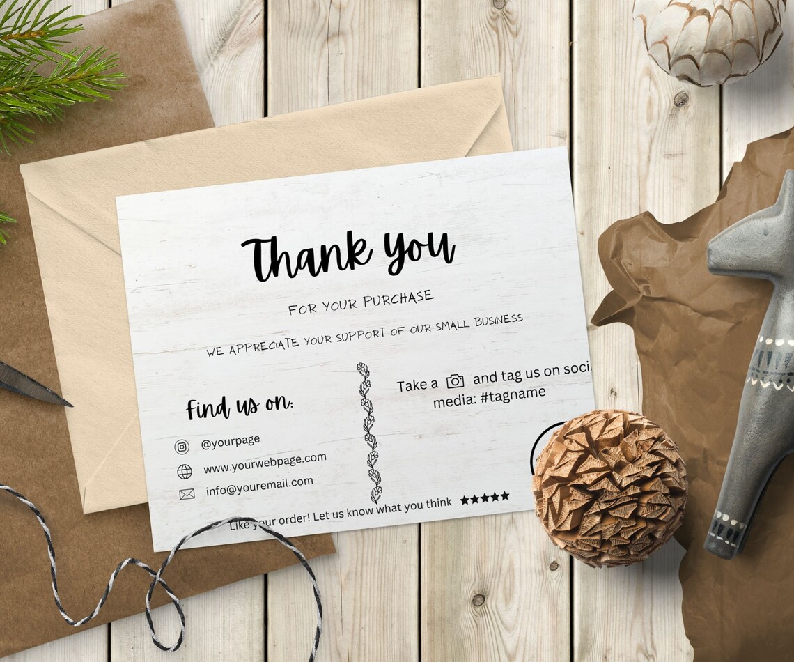 Thank You Card, Editable Thank You Card Template, Printable Thank You ...